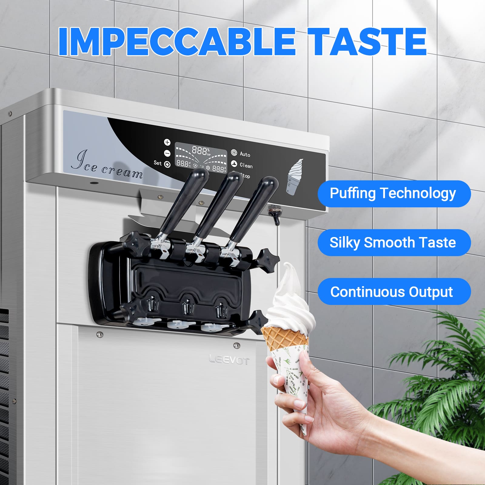 Leevot Commercial Soft Serve Countertop Ice Cream Machine with 2 ...