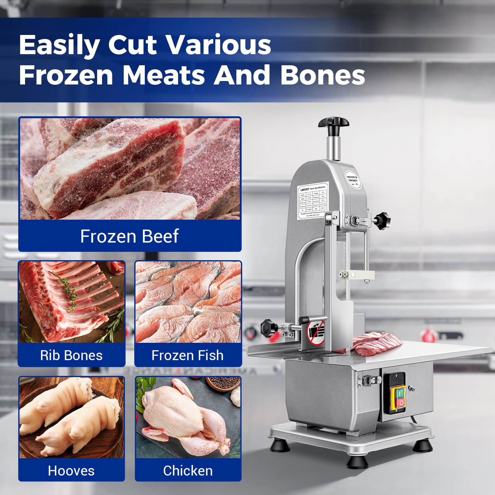 Leevot Electric Bone and Meat Saw Machine - 750W Commercial Bandsaw ...